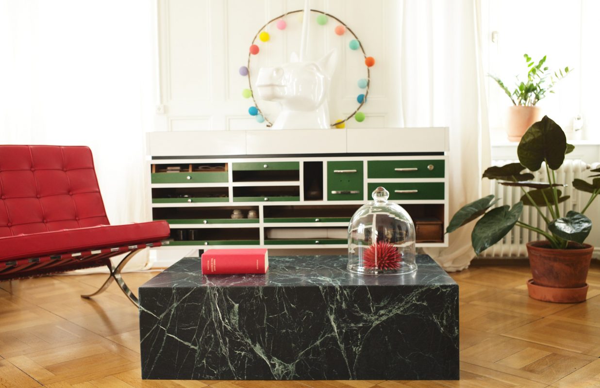 Verde Alpi luxurious marble block table in Green