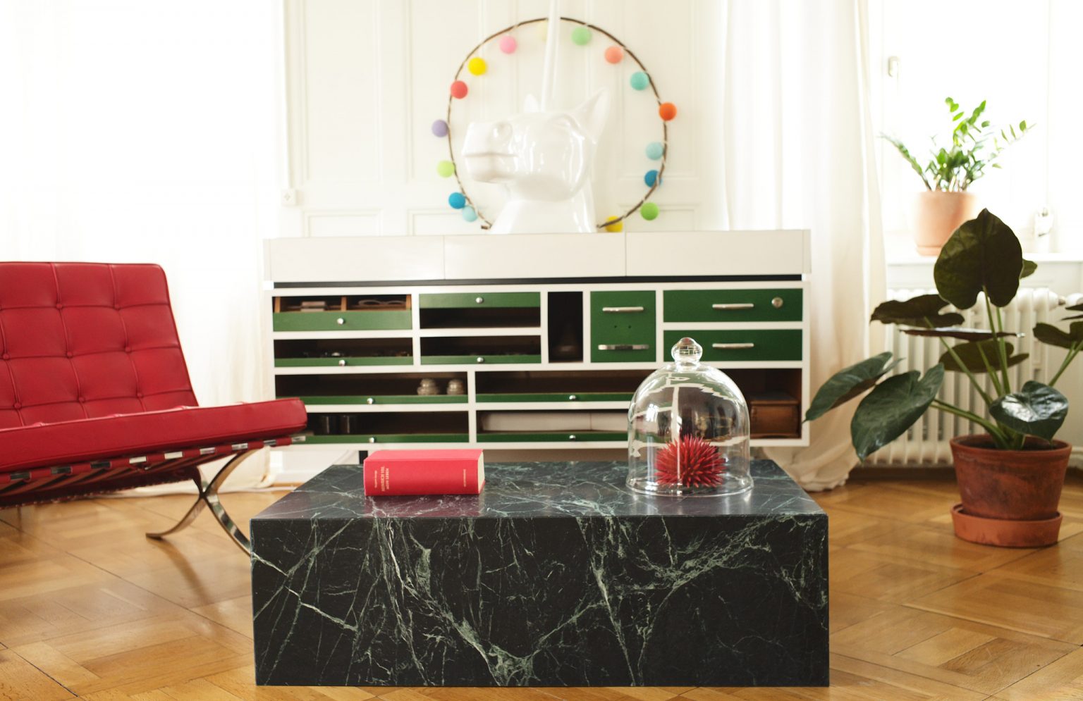 Verde Alpi luxurious marble block table in Green