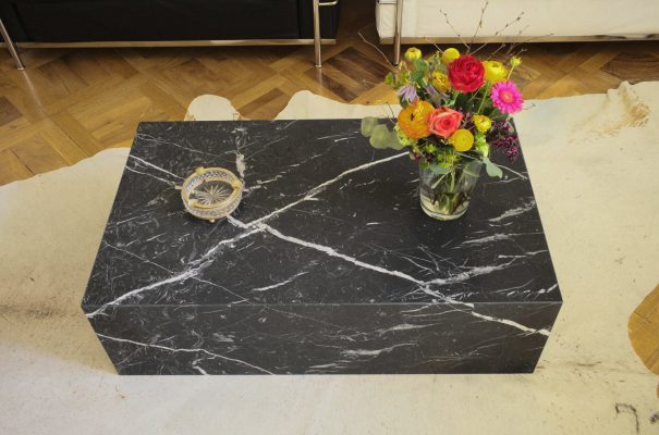 Nero Marquina marble block table Black with an elegant touch